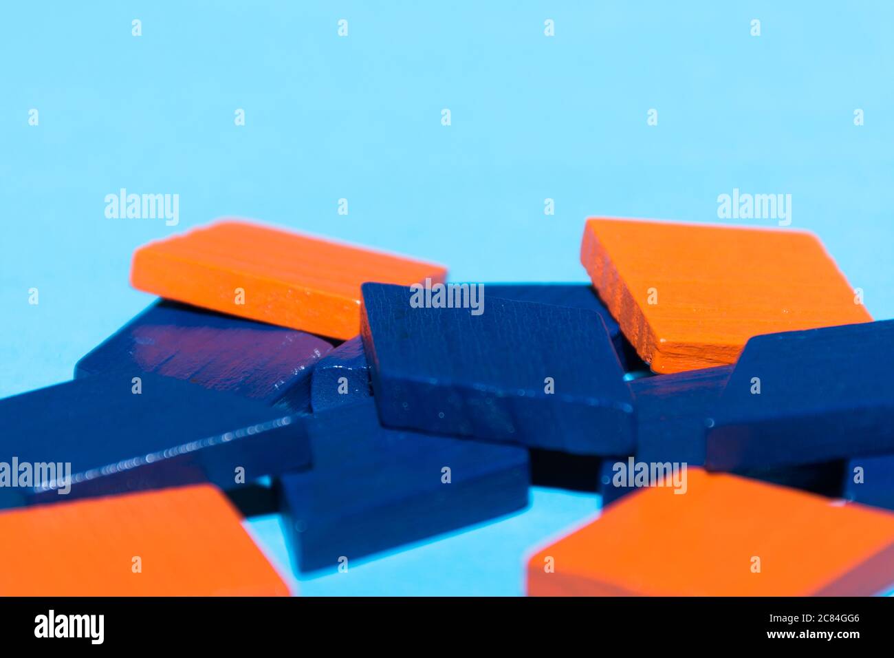 Bright colored blue and orange tangram child geometric shape puzzle ...