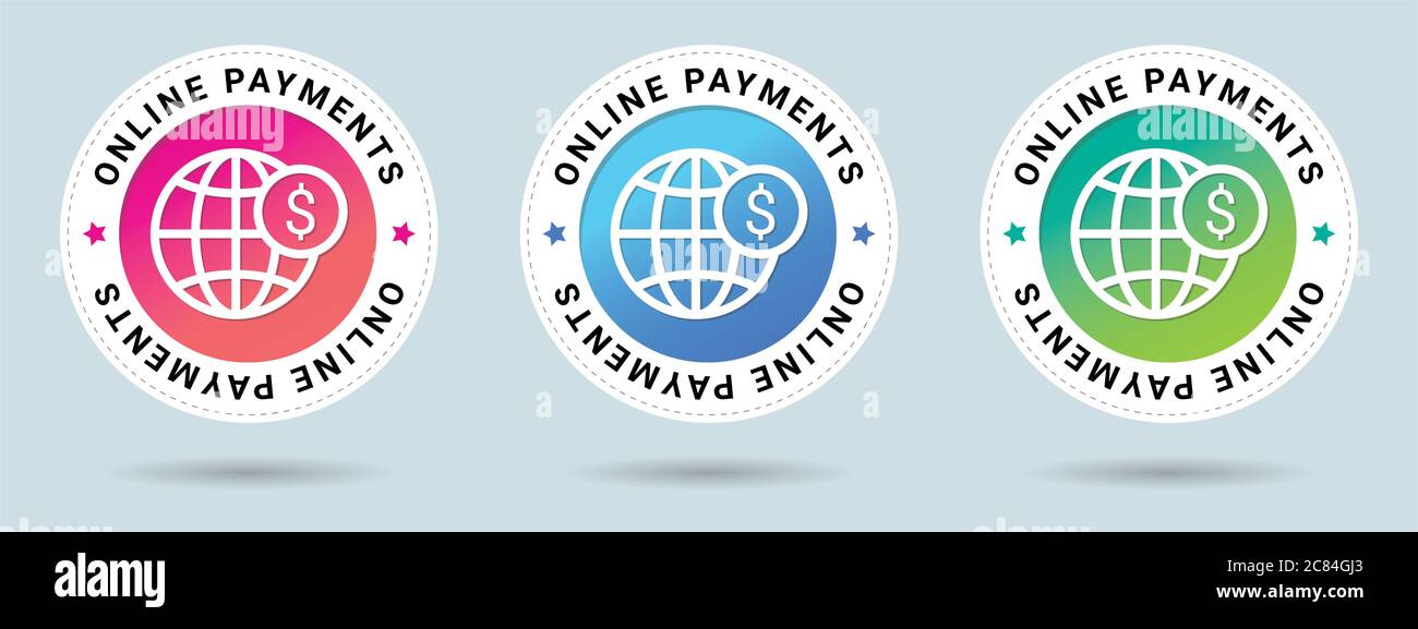 Online Payments stamp vector illustration. Vector certificate icon. Set ...