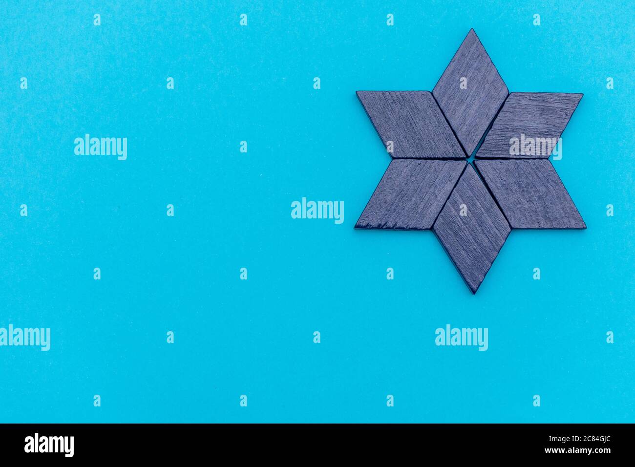 Bright colored blue diamond tangram flower child geometric shape puzzle ...