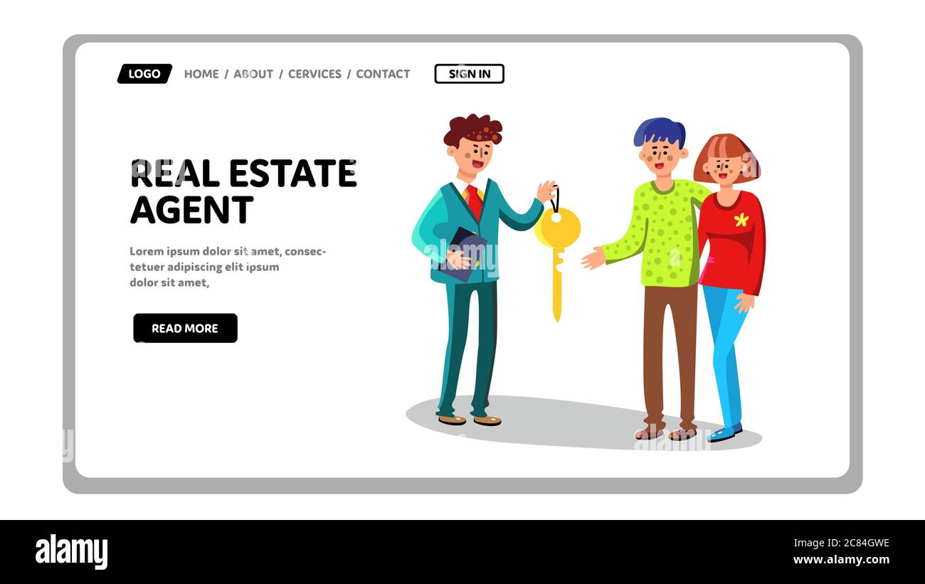Real Estate Agent Give House Key To Buyers Vector Stock Vector Image ...