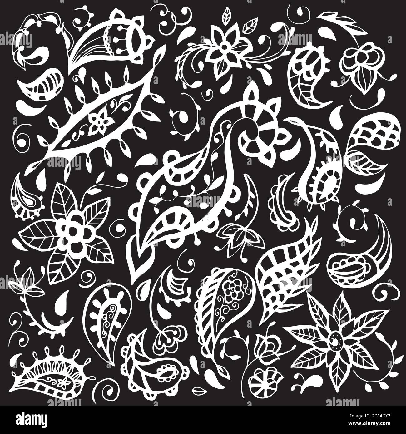 Vector patterns painted by hand. Beautiful doodle. Design elements ...