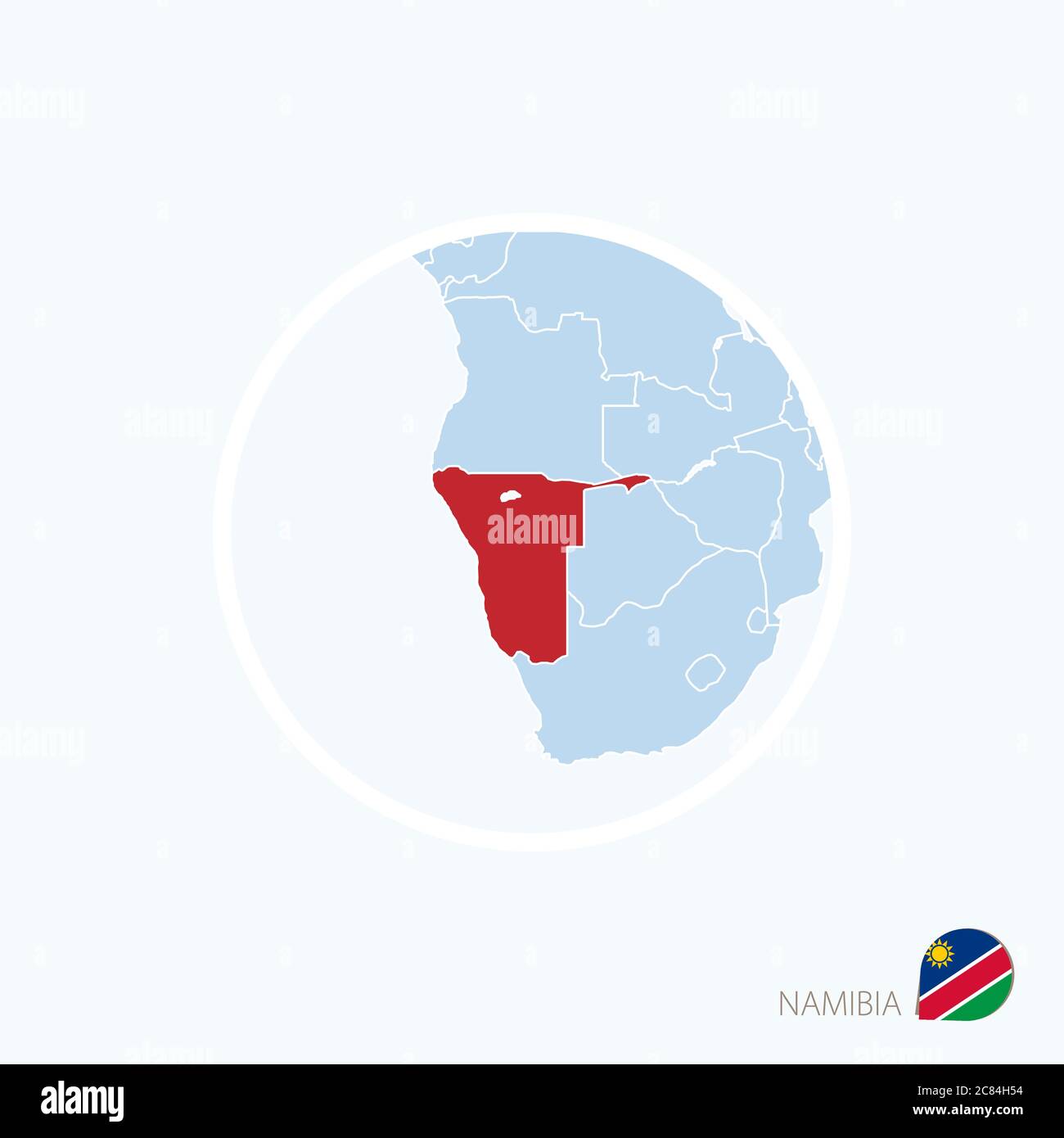 Map icon of Namibia. Blue map of Southern Africa with highlighted ...