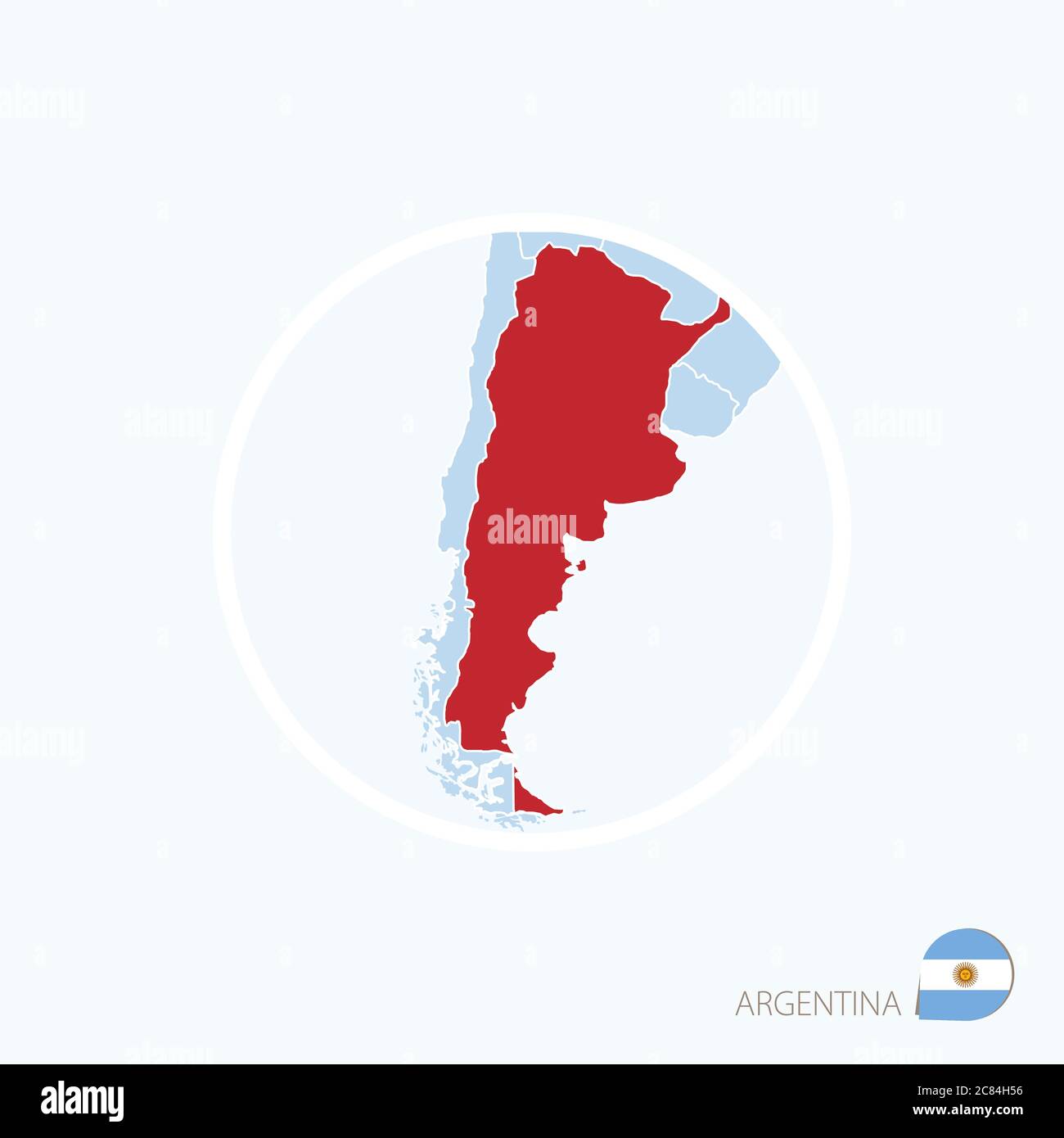 Map icon of Argentina. Blue map of America with highlighted Argentina ...