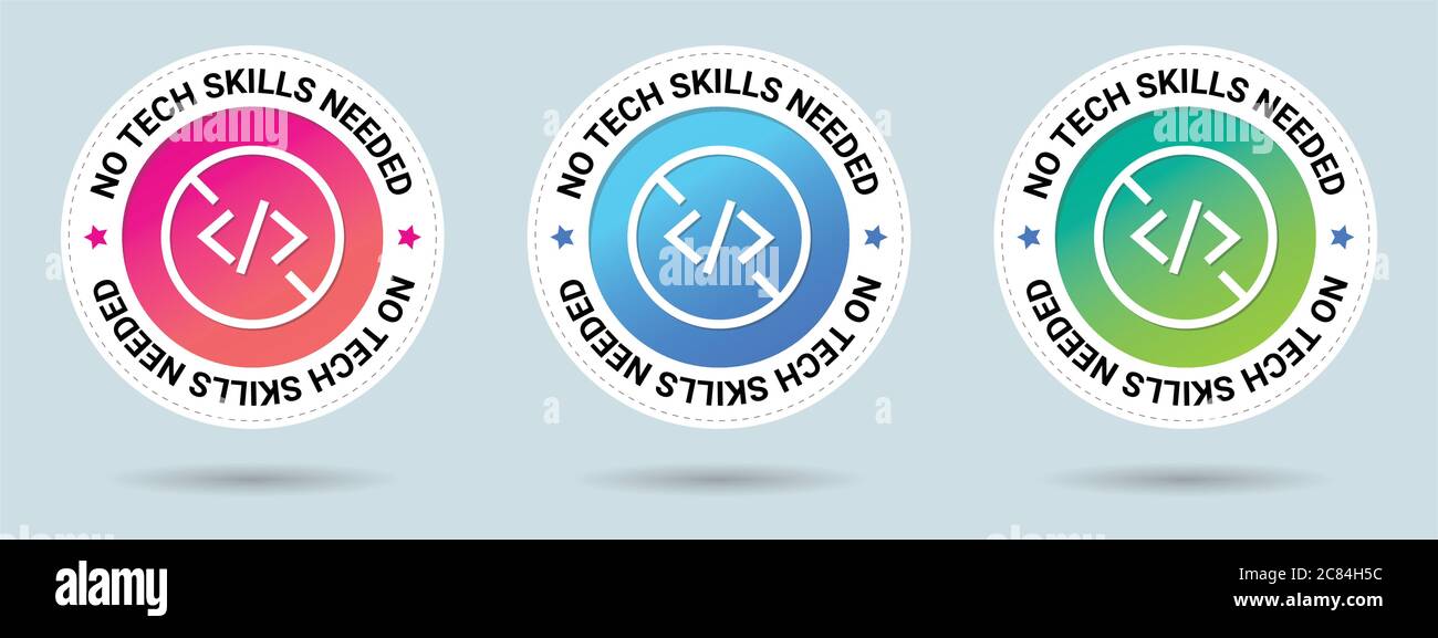 No Tech Skill Needed stamp vector illustration. Vector certificate icon ...