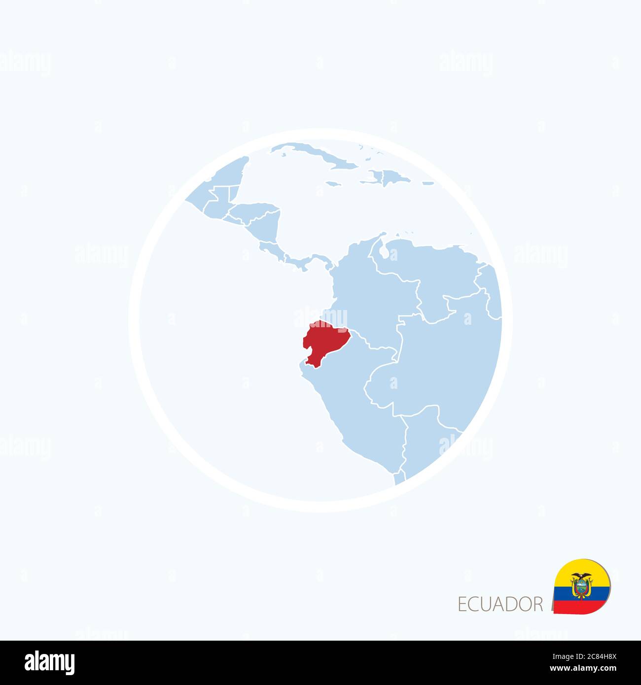 Map icon of Ecuador. Blue map of Europe with highlighted Ecuador in red ...