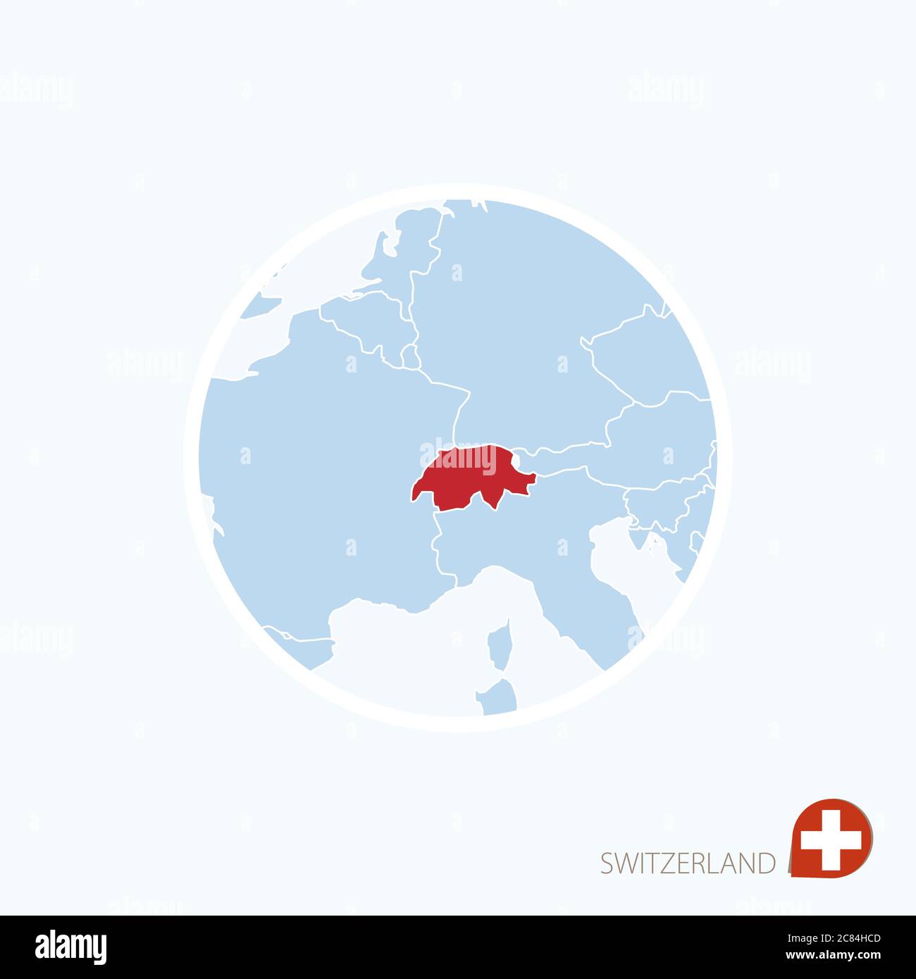 Map icon of Switzerland. Blue map of Europe with highlighted ...