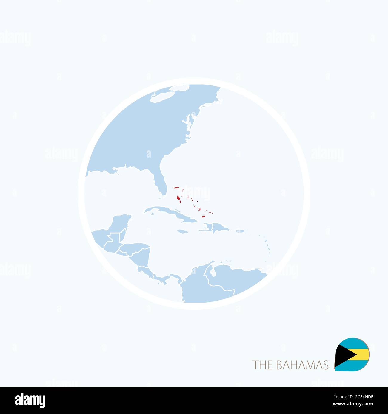 Map icon of The Bahamas. Blue map of Caribbean with highlighted The ...