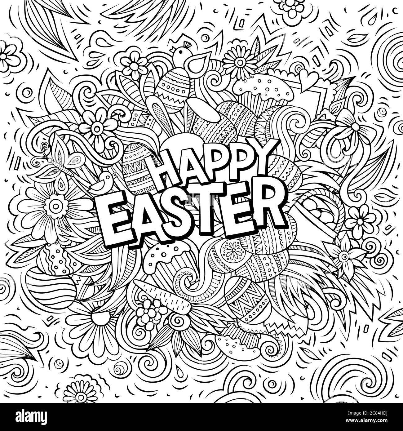 Easter holiday symbols greeting Black and White Stock Photos & Images ...