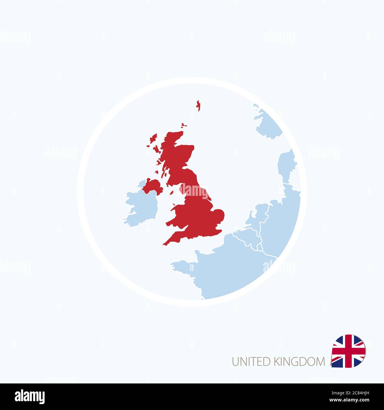 Map icon of United Kingdom. Blue map of Europe with highlighted United ...