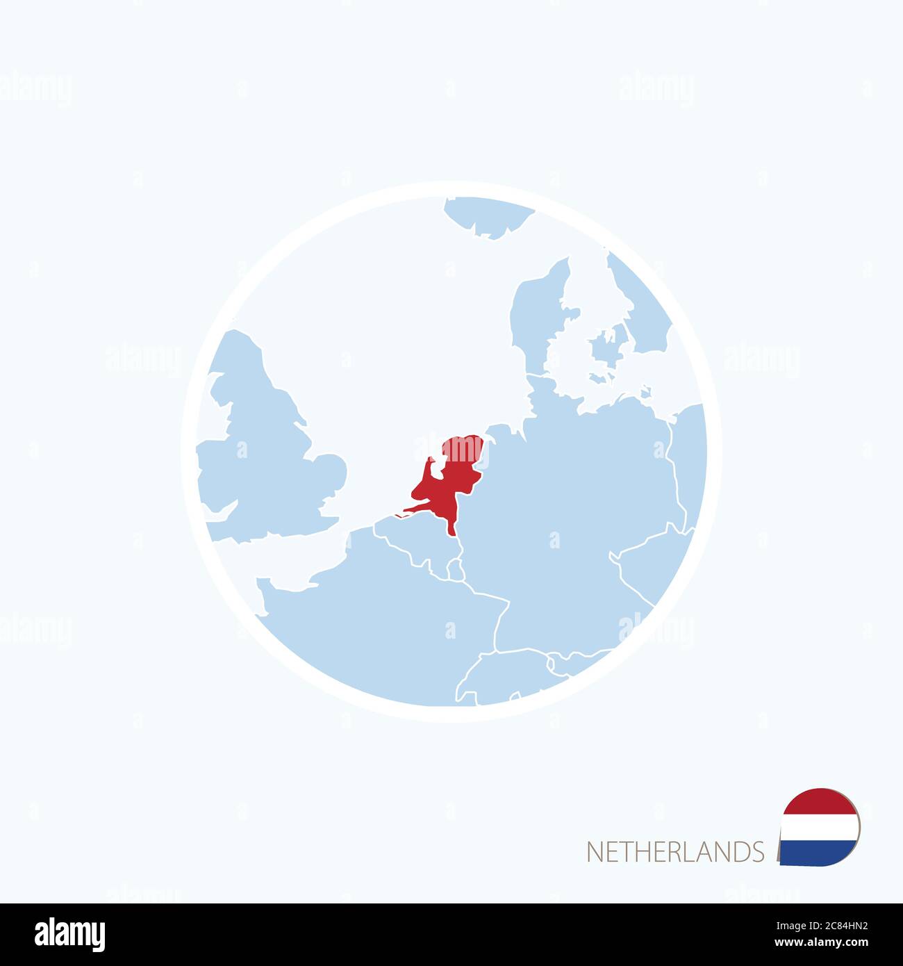 Map icon of Netherlands. Blue map of Europe with highlighted ...