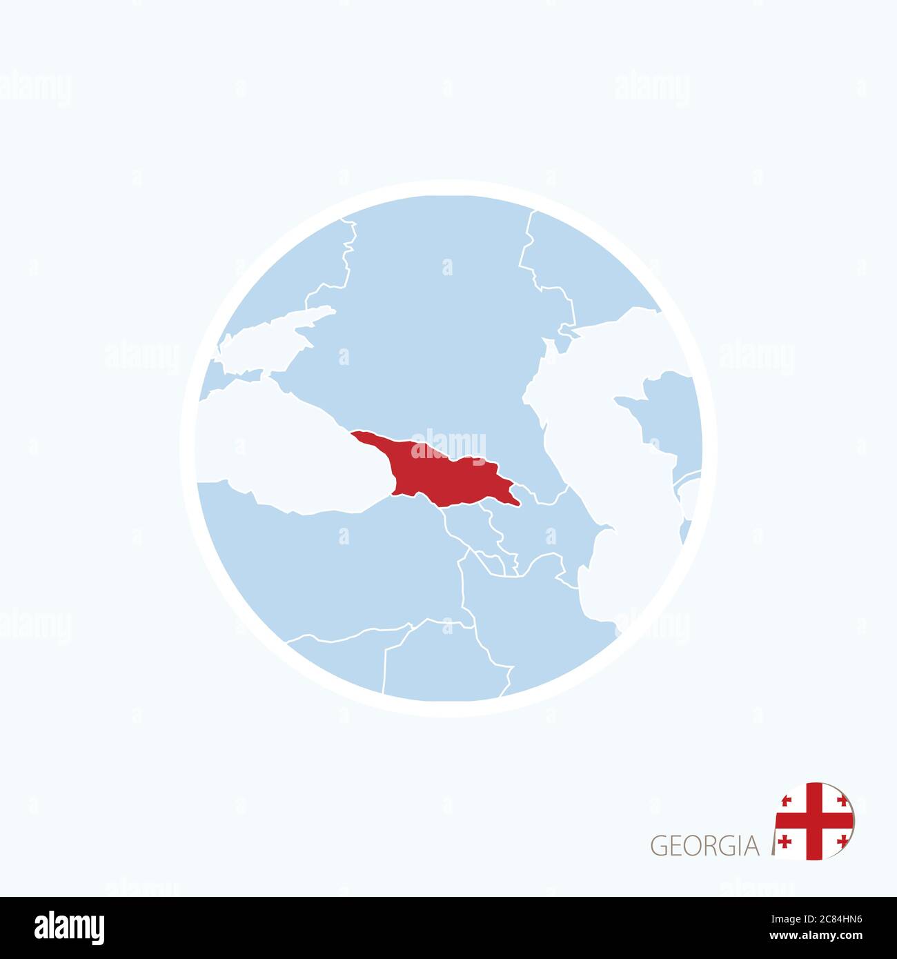 Map icon of Georgia. Blue map of Europe with highlighted Georgia in red ...