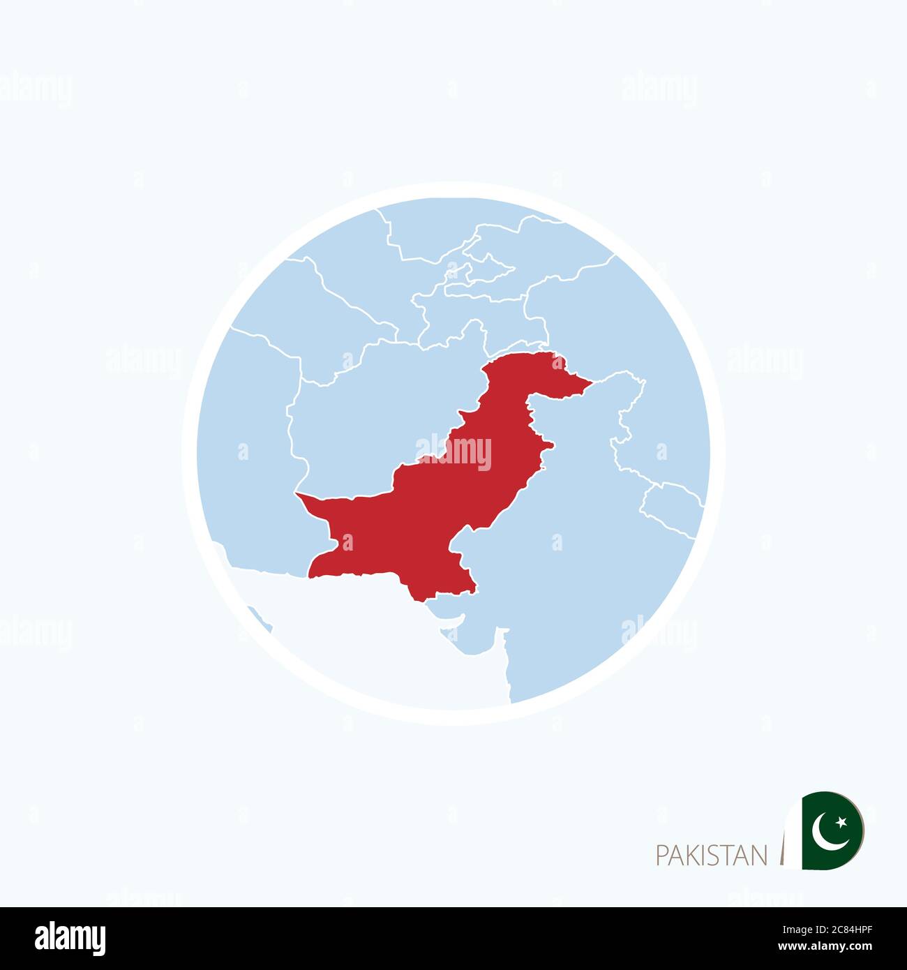Map icon of Pakistan. Blue map of South Asia with highlighted Pakistan ...
