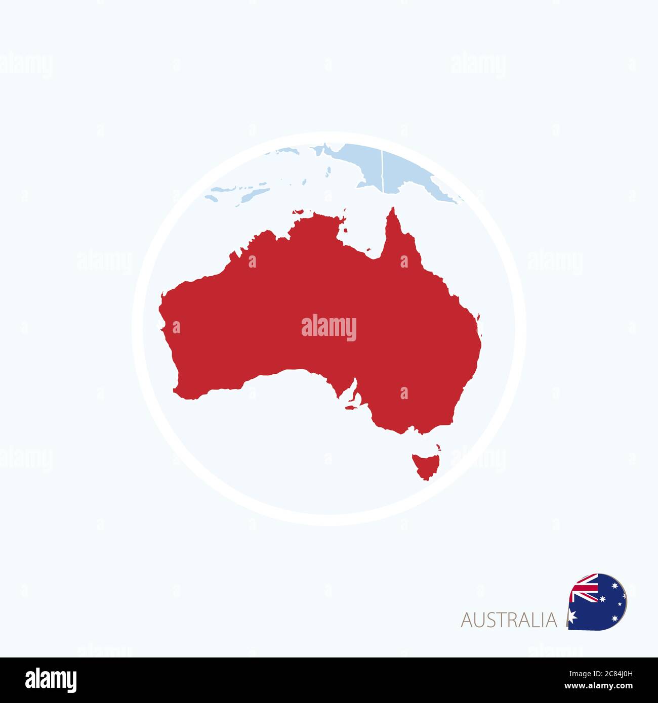 Map icon of Australia. Blue map of Oceania with highlighted Australia ...