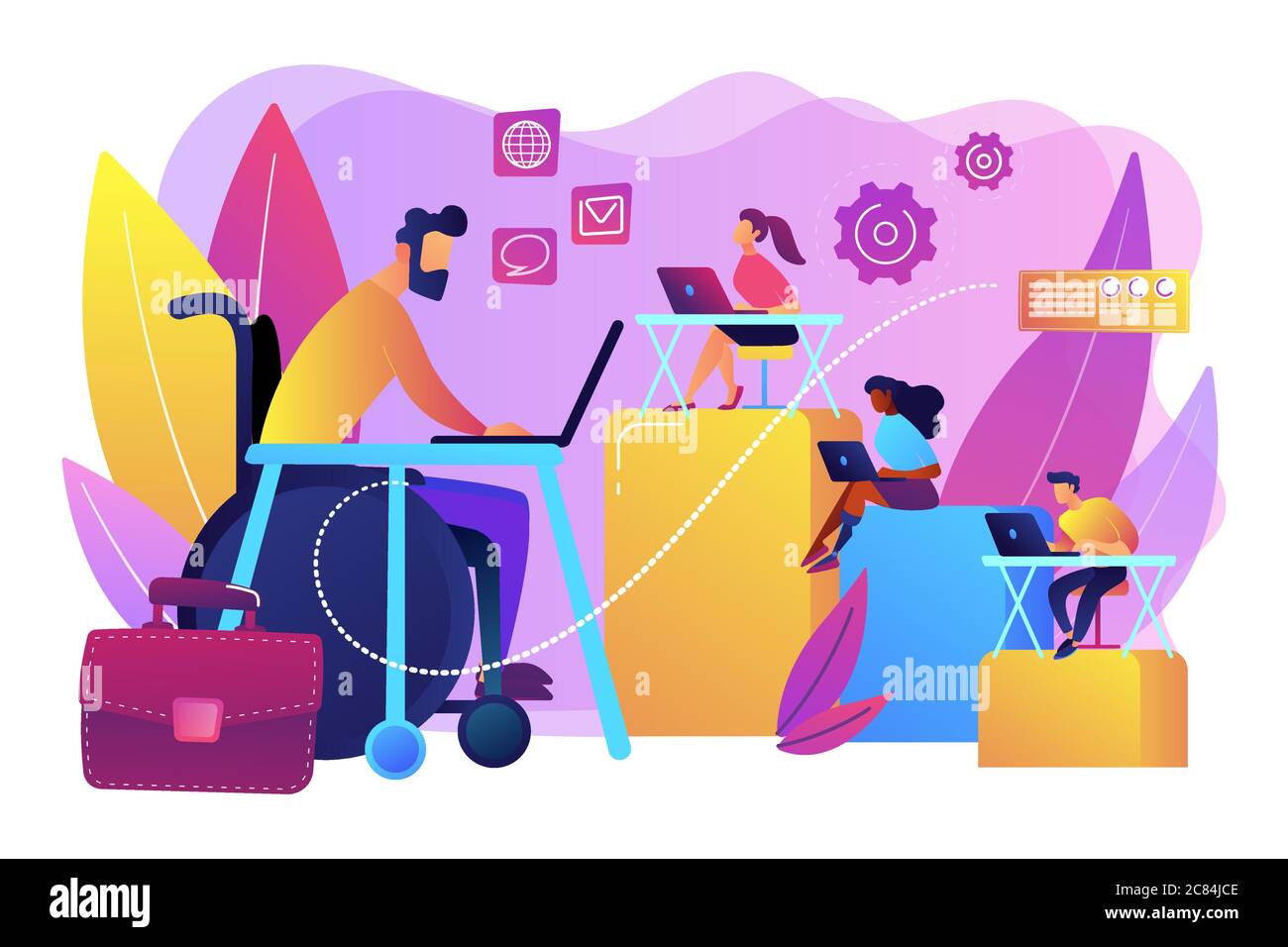 Disabled employment concept vector illustration Stock Vector Image ...