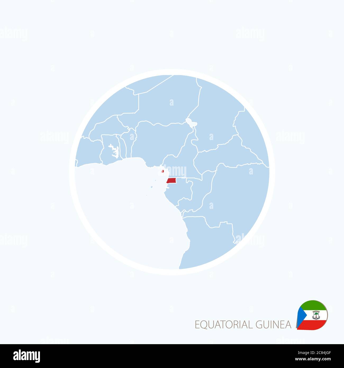 Map icon of Equatorial Guinea. Blue map of Africa with highlighted ...