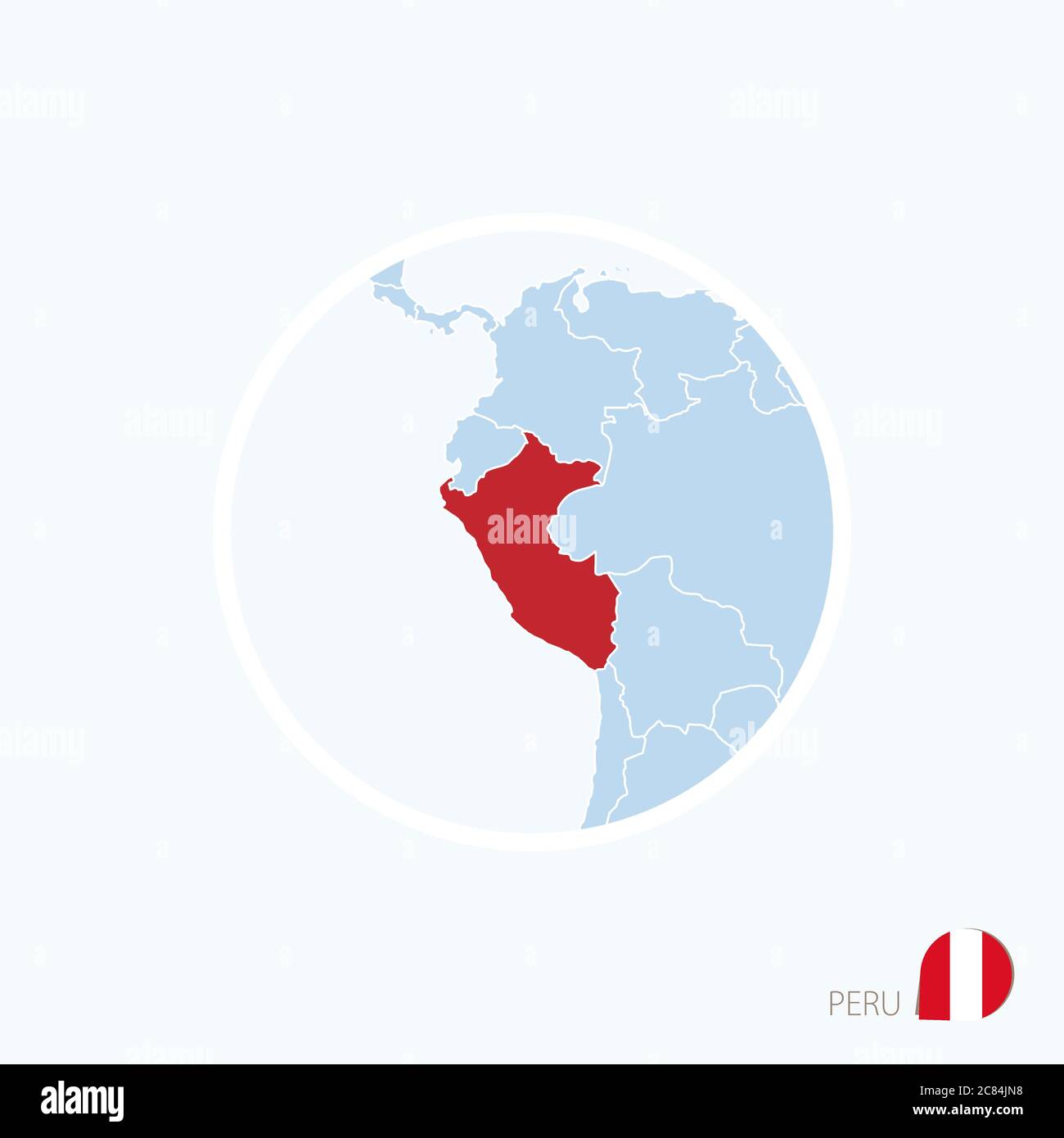 Map icon of Peru. Blue map of Europe with highlighted Peru in red color ...