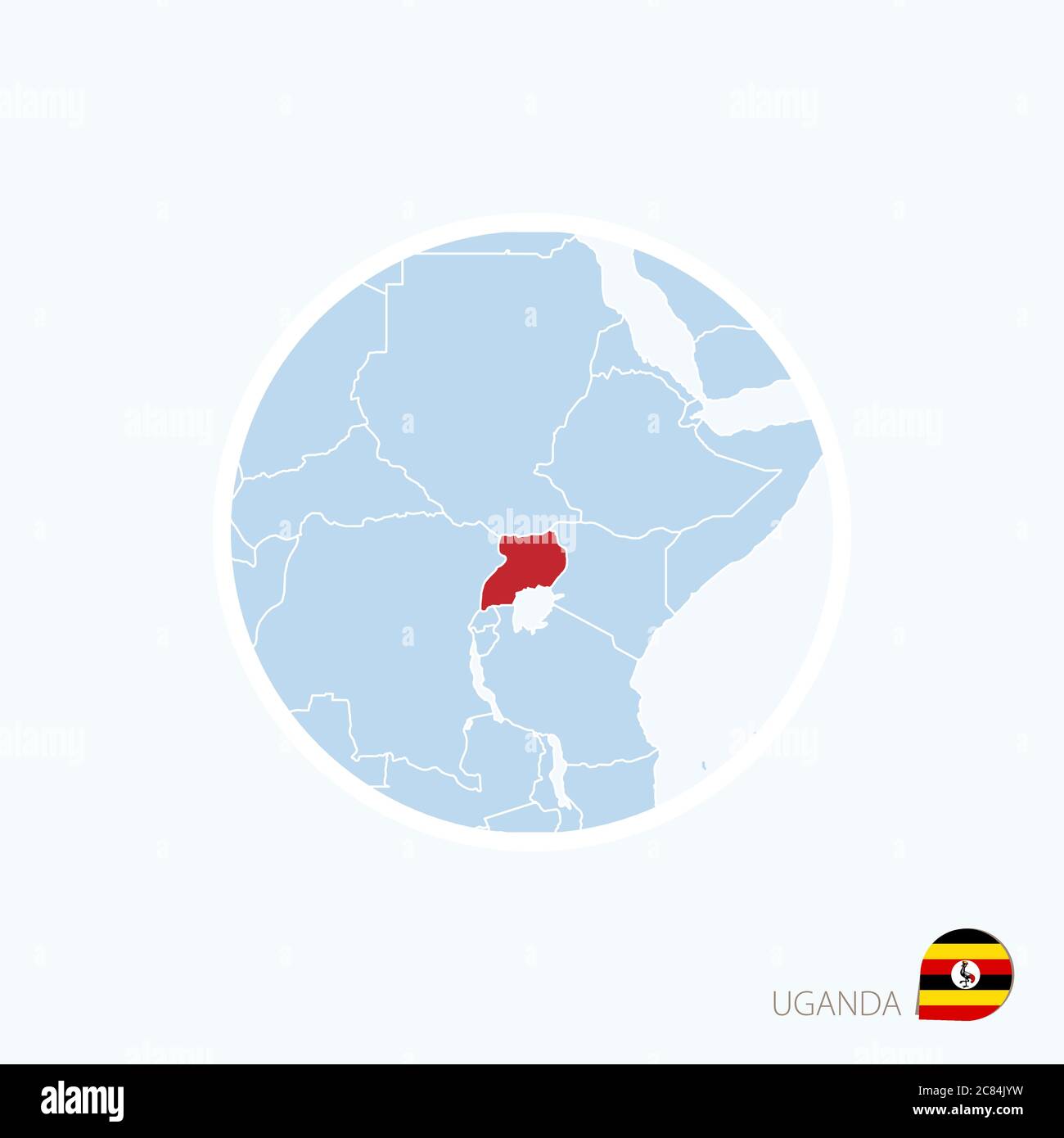 Map icon of Uganda. Blue map of Africa with highlighted Uganda in red ...