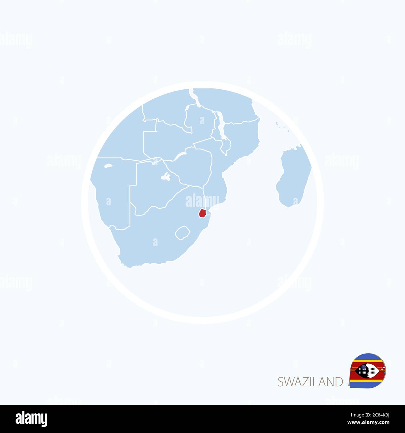 Map icon of Swaziland. Blue map of Africa with highlighted Swaziland in ...