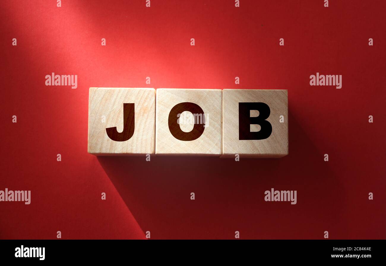 Cubes with the word job on red. Work salary business concept Stock ...