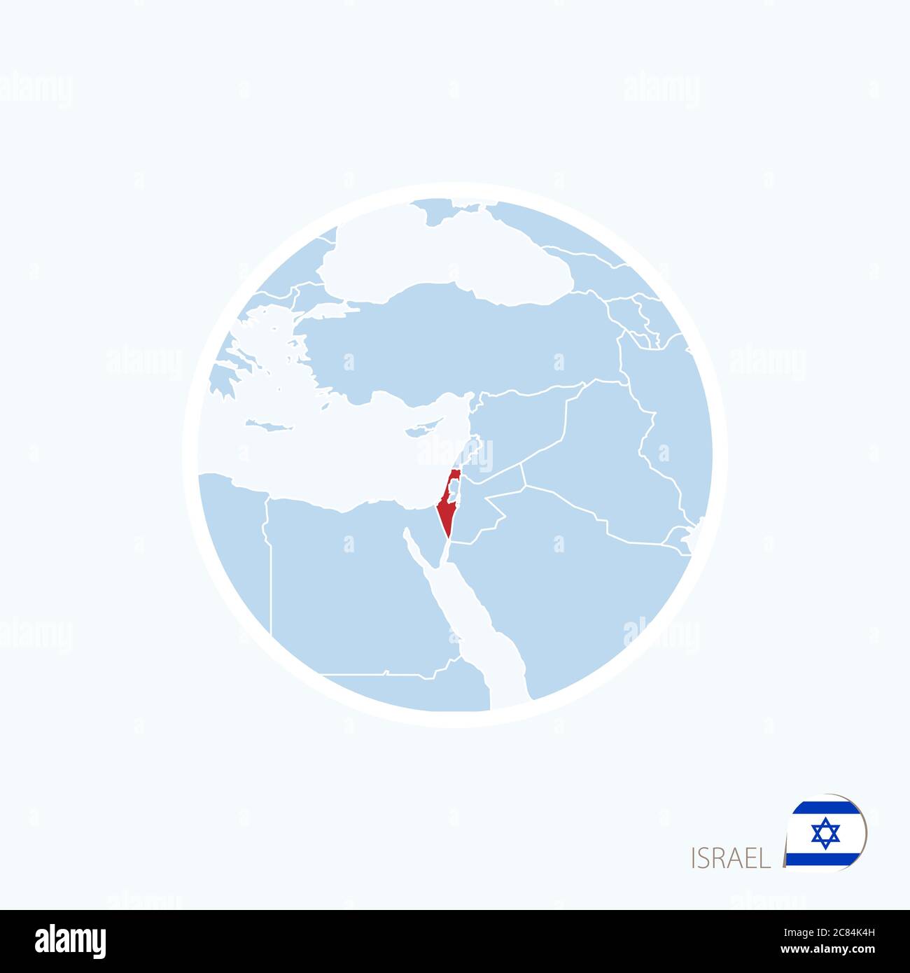 Map icon of Israel. Blue map of Middle East with highlighted Israel in ...