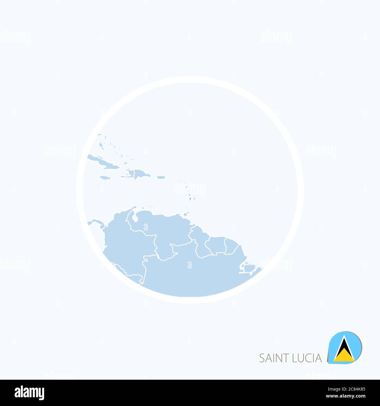 Map icon of Saint Lucia. Blue map of America with highlighted Saint ...