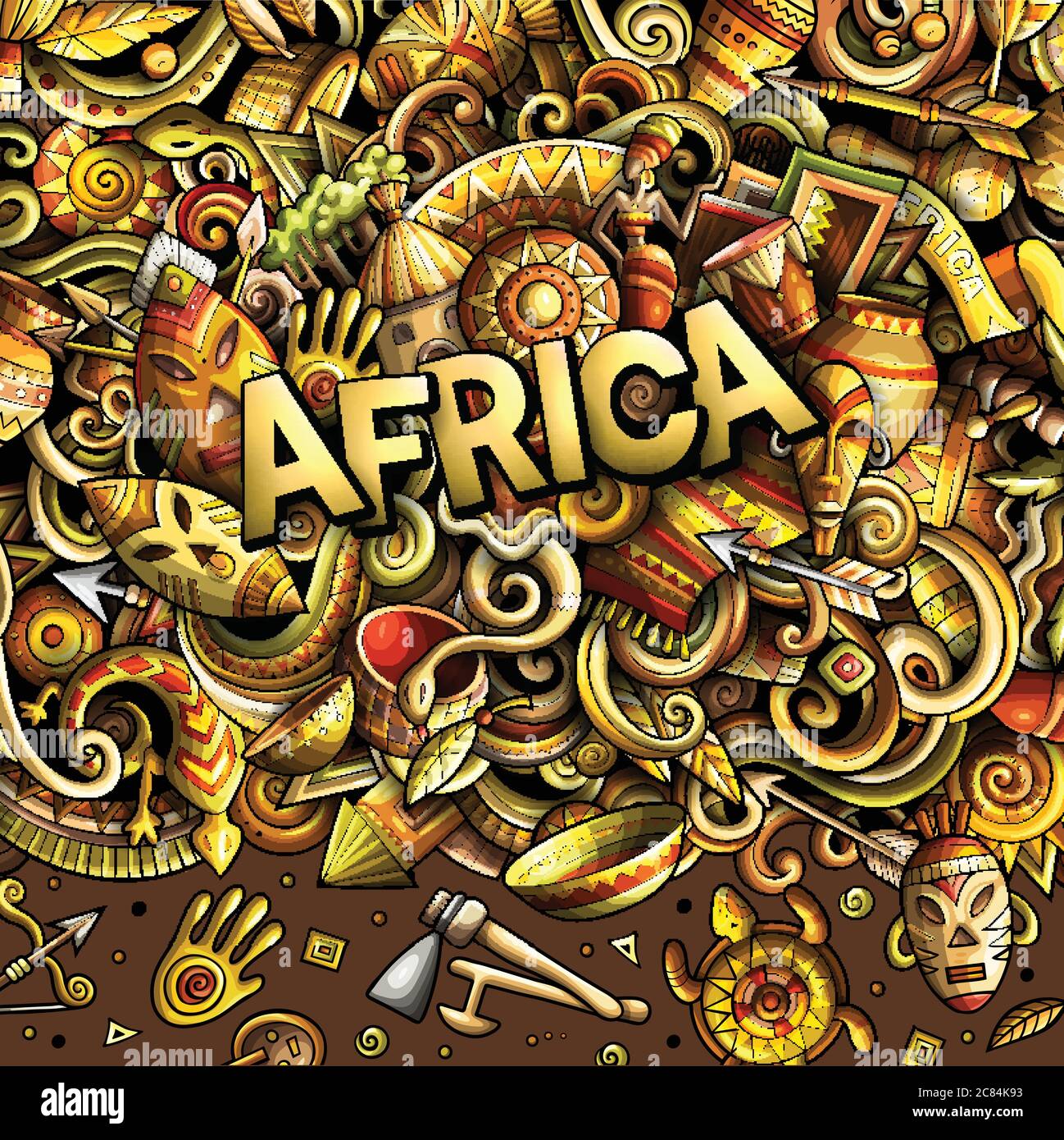 Cartoon cute doodles Africa word Stock Vector Image & Art - Alamy