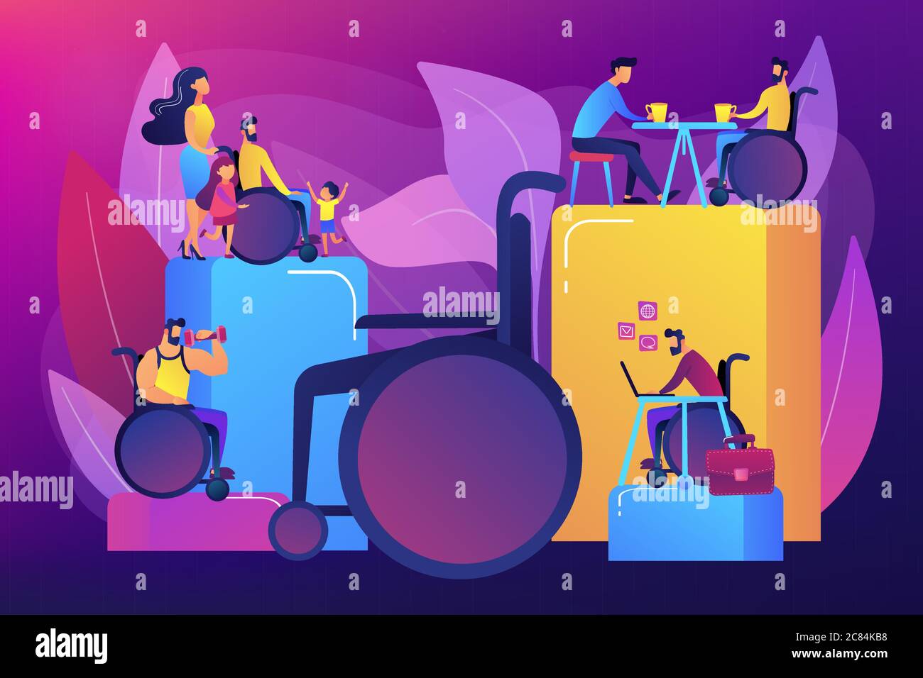 Social adaptation of disabled people concept vector illustration Stock ...