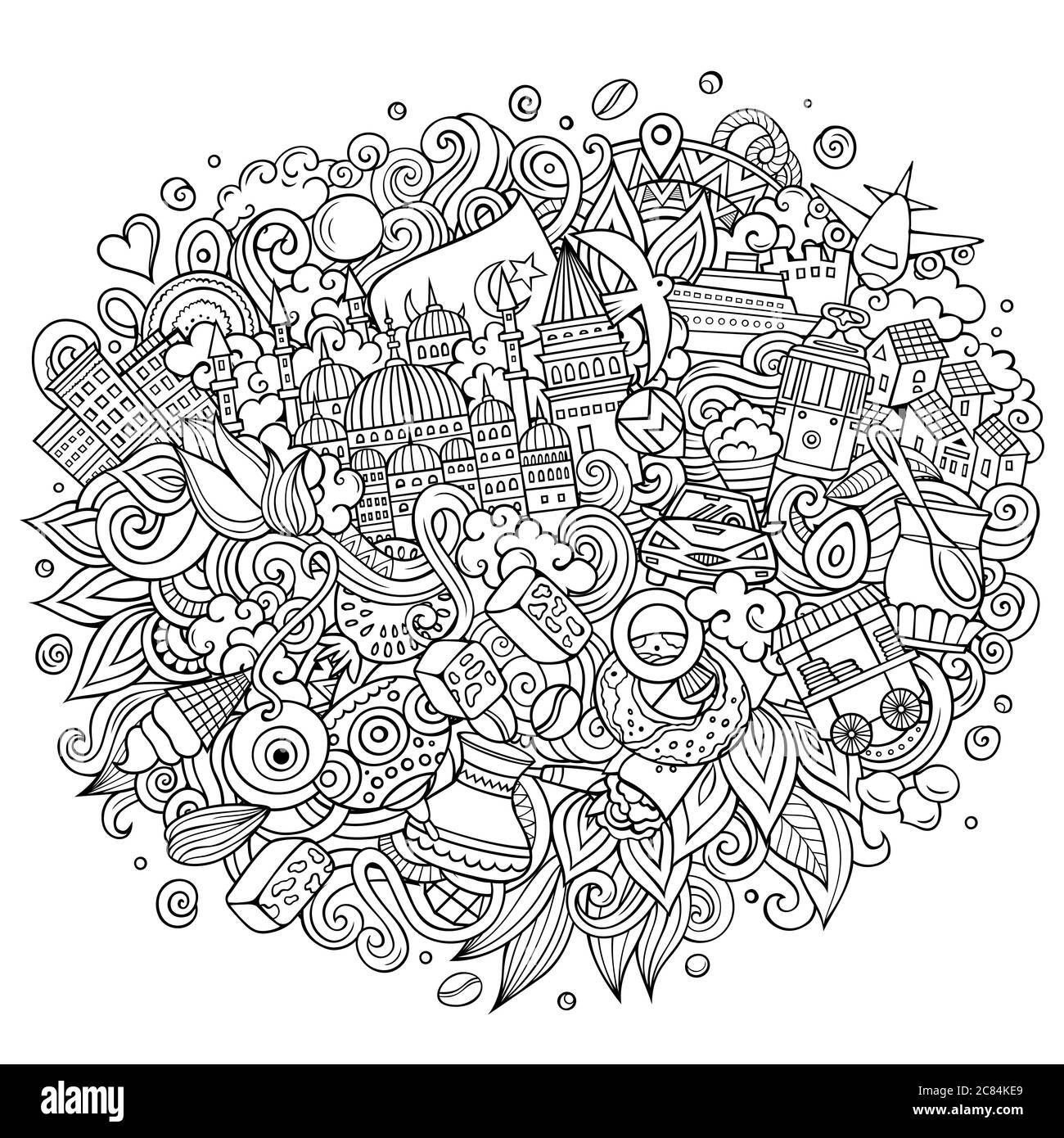 Istanbul hand drawn cartoon doodles illustration. Funny travel design ...