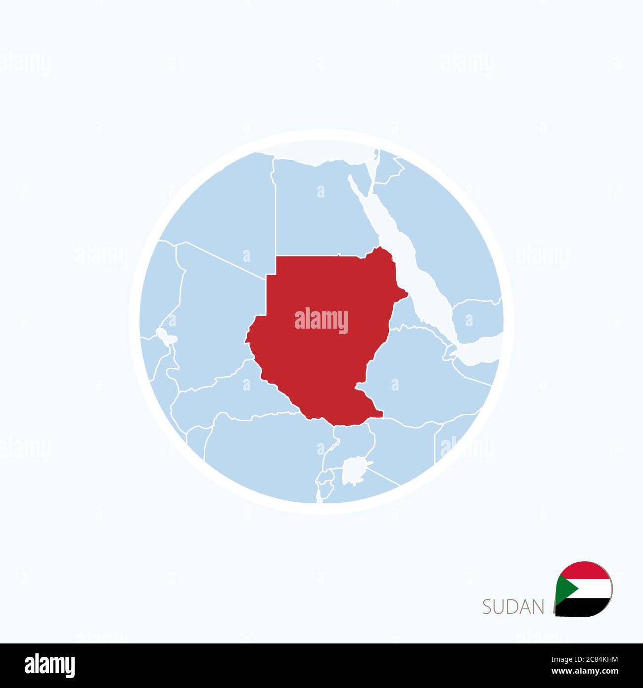 Map icon of Sudan. Blue map of North Africa with highlighted Sudan in ...
