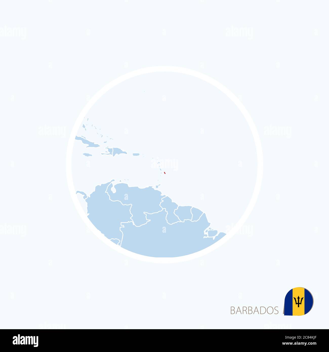 Map icon of Barbados. Blue map of Caribbean with highlighted Barbados ...