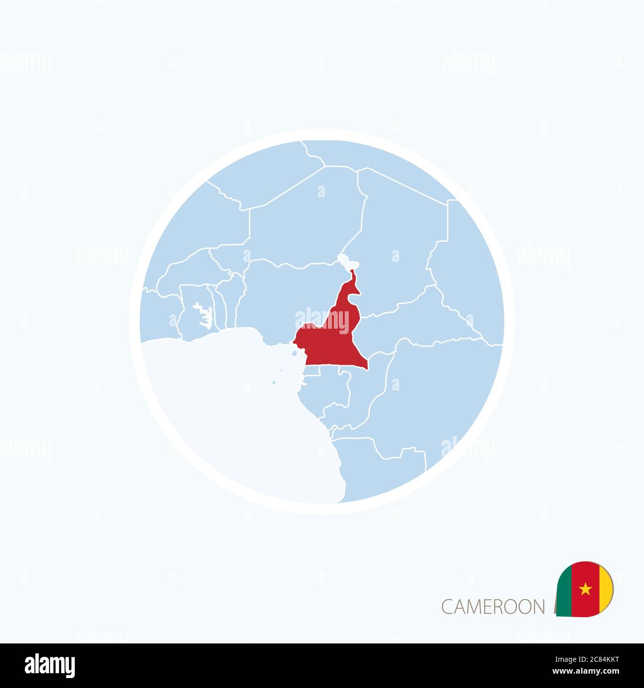 Map icon of Cameroon. Blue map of Central Africa with highlighted ...