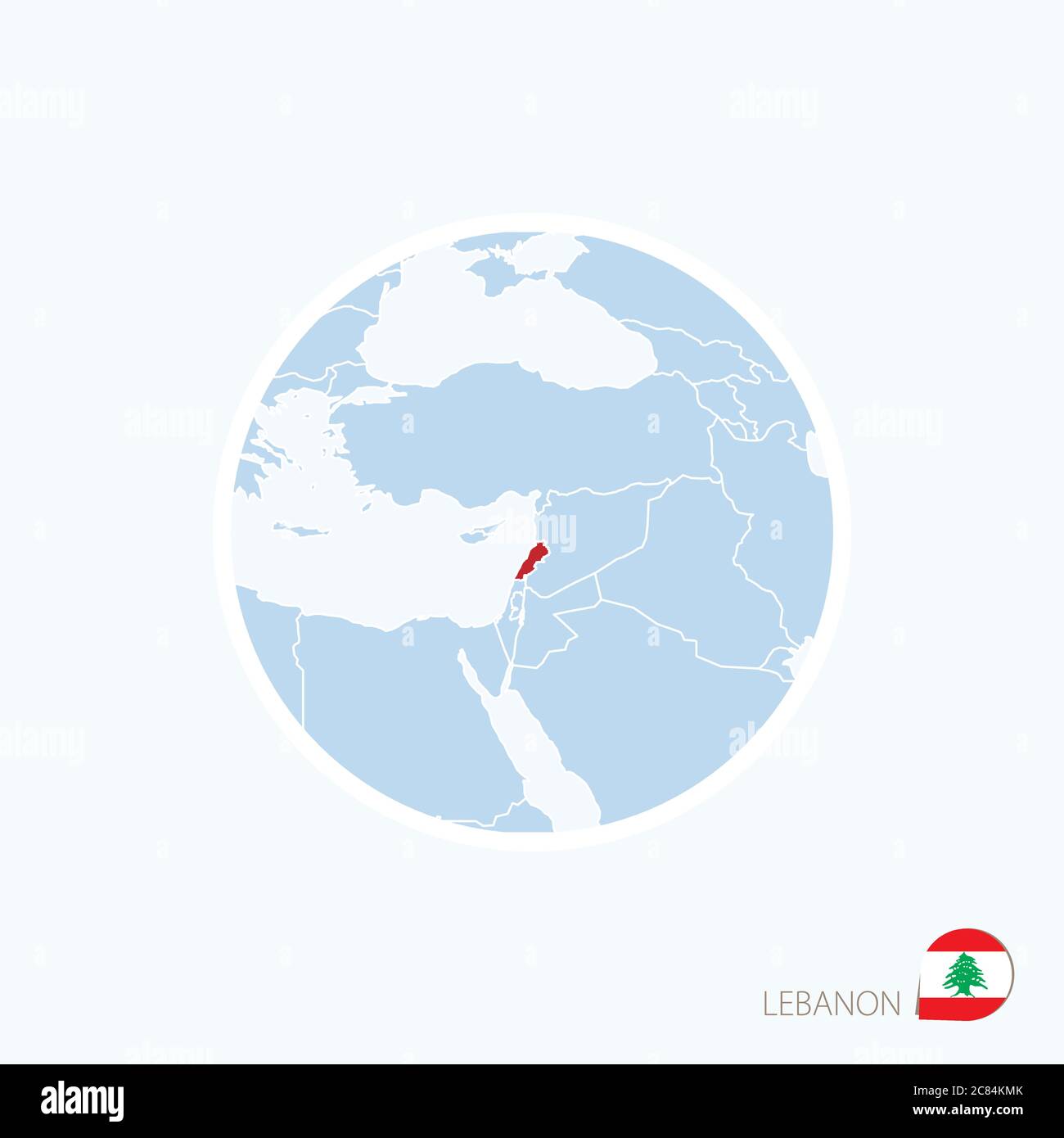 Map icon of Lebanon. Blue map of Middle East with highlighted Lebanon ...