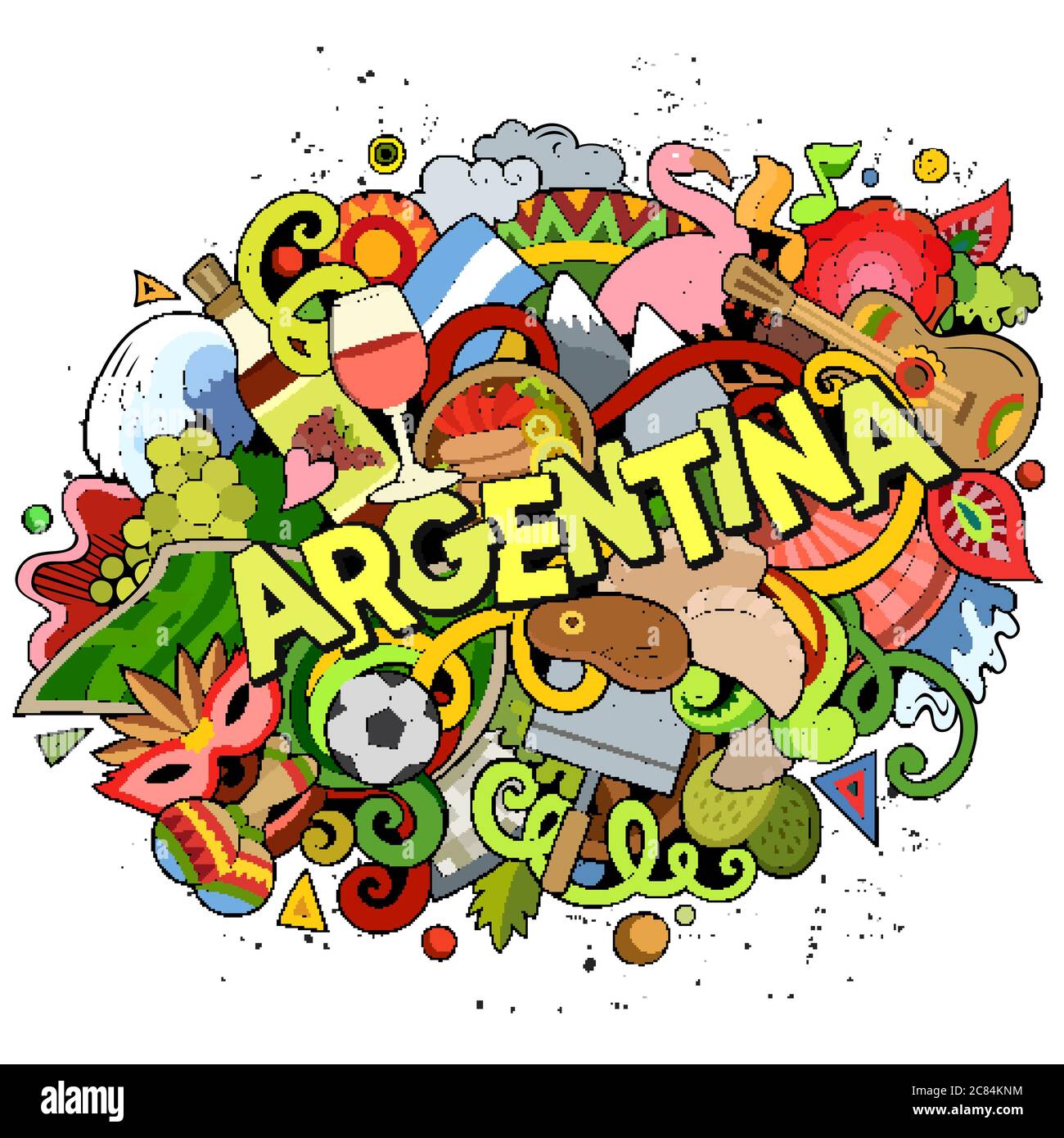 Argentina hand drawn cartoon doodles illustration. Funny design Stock ...