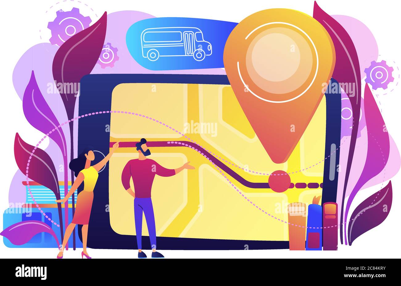 School bus tracking system concept vector illustration Stock Vector ...