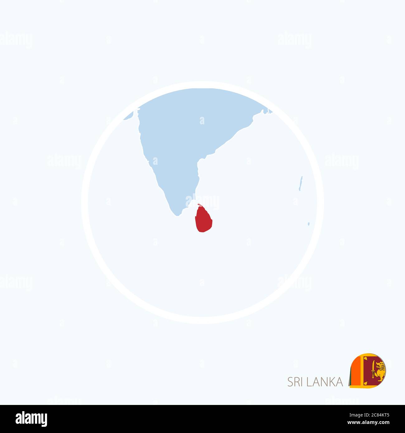 Map icon of Sri Lanka. Blue map of South Asia with highlighted Sri ...