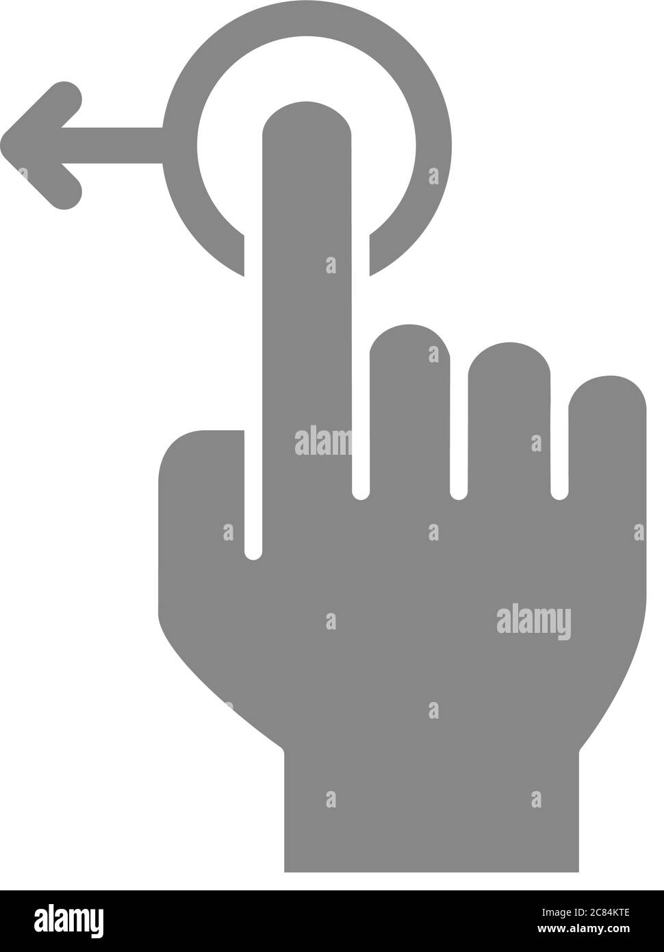 One-touch and swipe left grey icon. Touch screen hand gesture symbol ...