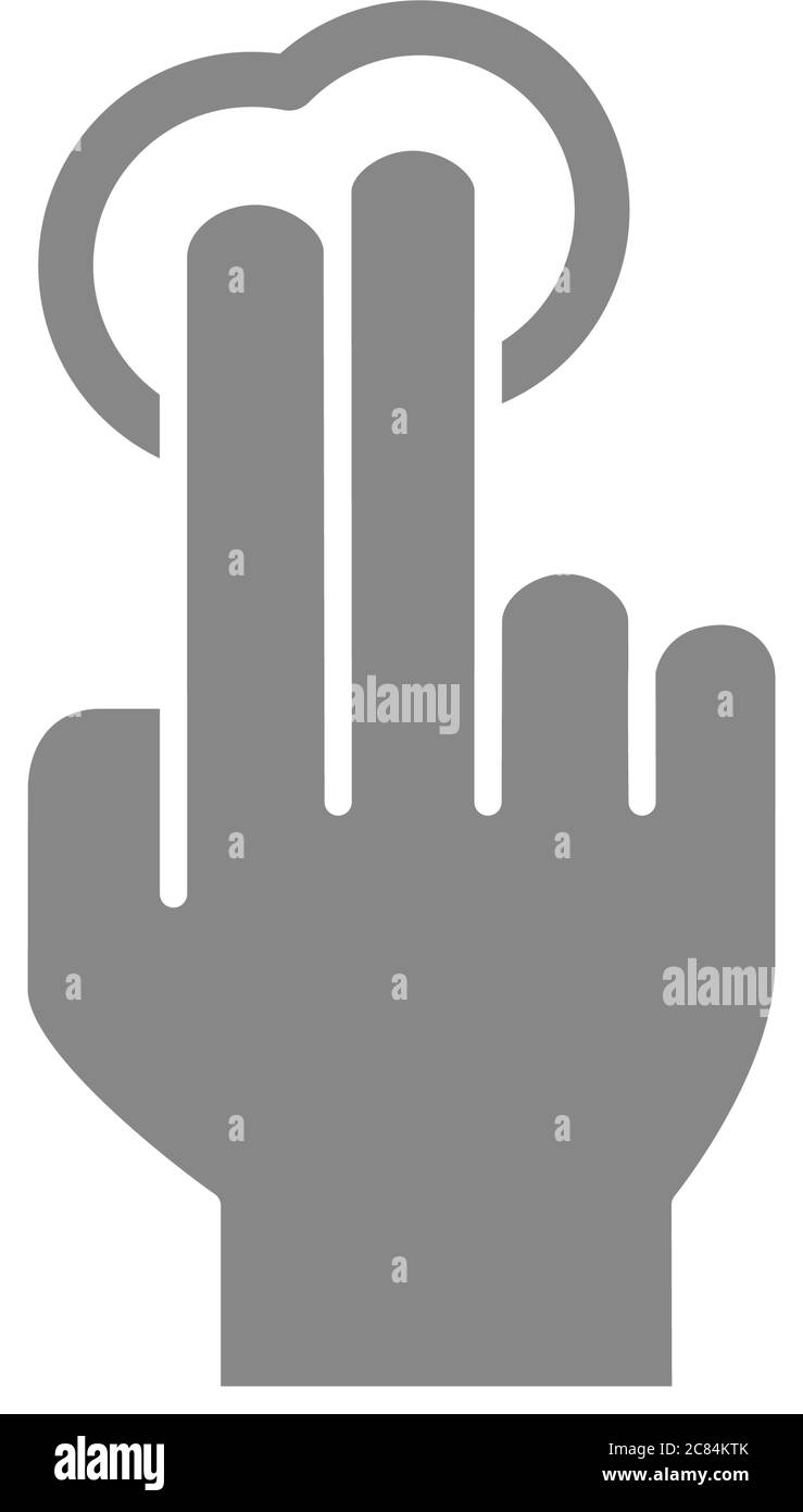 One click with two fingers grey icon. Multi touch screen fingers, 2x ...