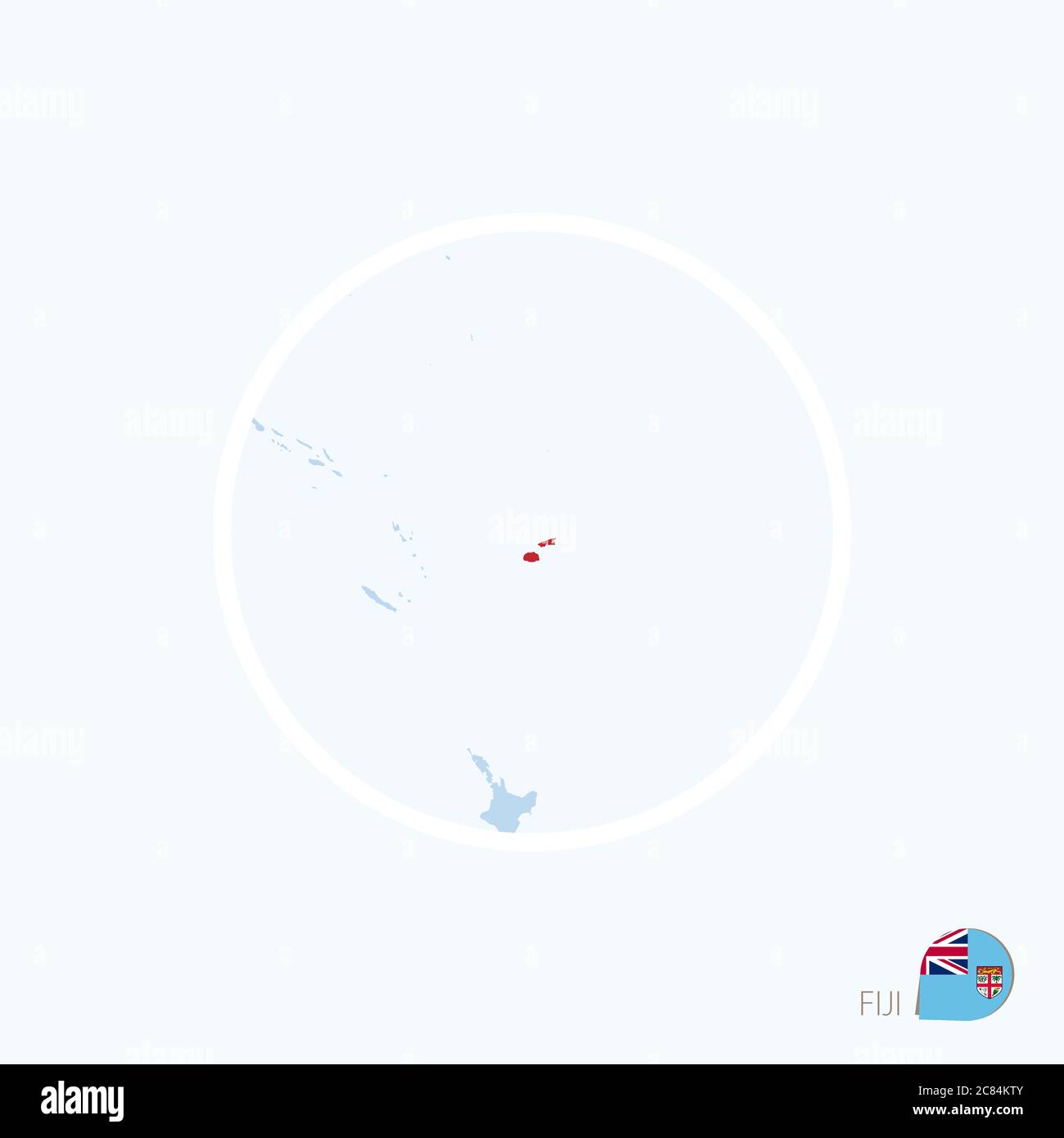 Map icon of Fiji. Blue map of Oceania with highlighted Fiji in red ...