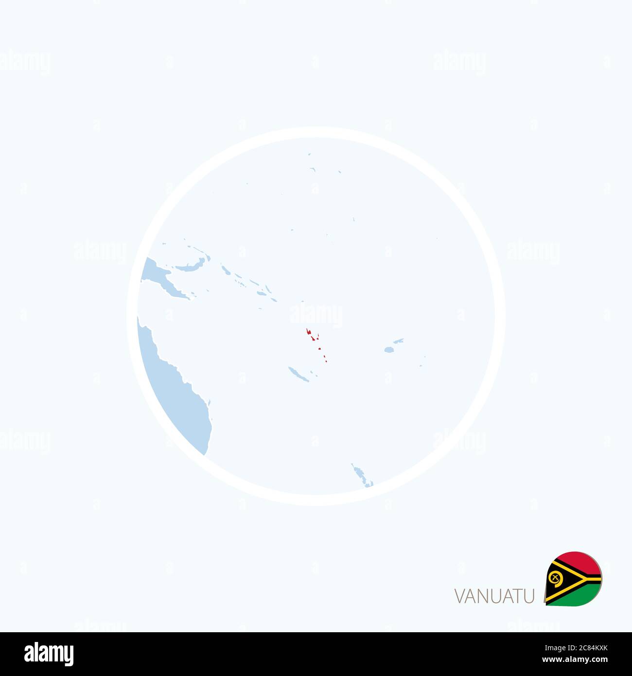 Map icon of Vanuatu. Blue map of Oceania with highlighted Vanuatu in ...