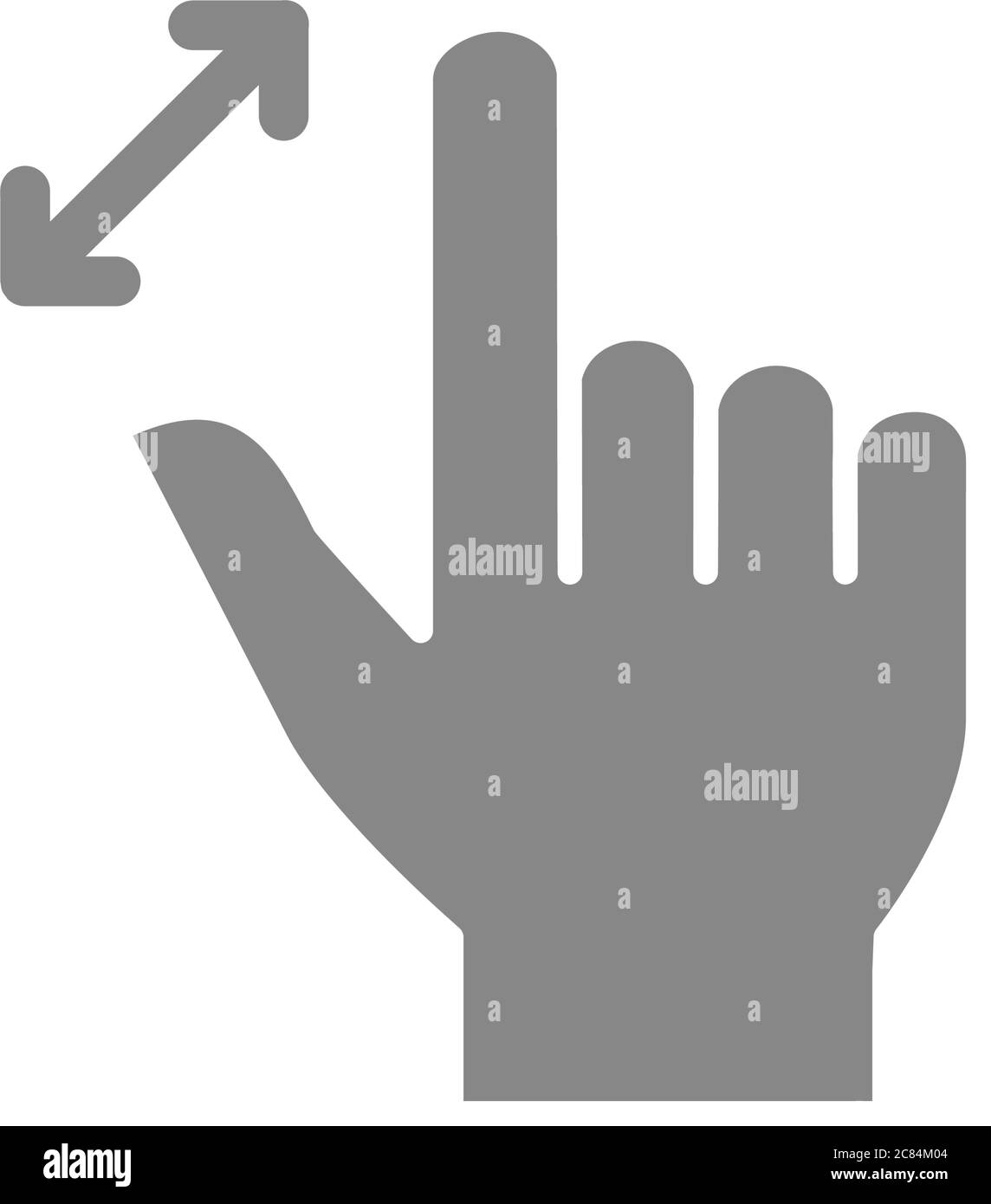 Unpinch with two fingers grey icon. Multi touch screen gestures symbol ...