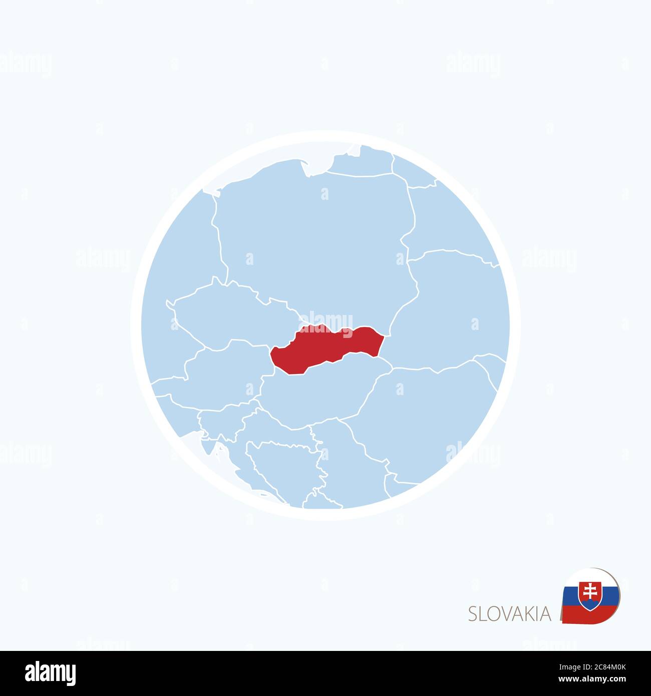 Map icon of Slovakia. Blue map of Europe with highlighted Slovakia in ...
