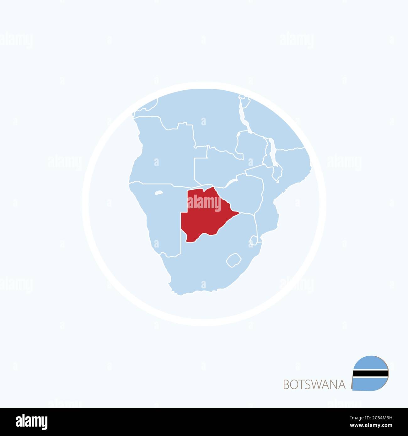 Map icon of Botswana. Blue map of Africa with highlighted Botswana in ...