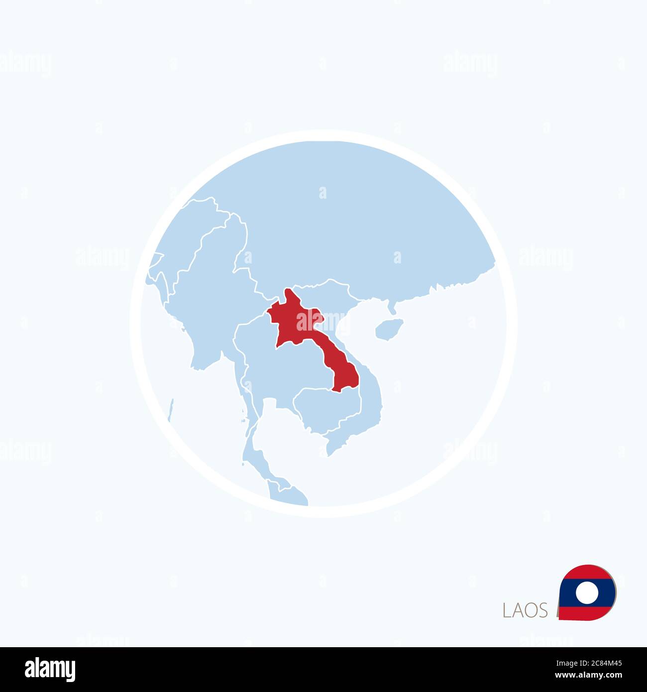 Map icon of Laos. Blue map of Southeast Asia with highlighted Laos in ...