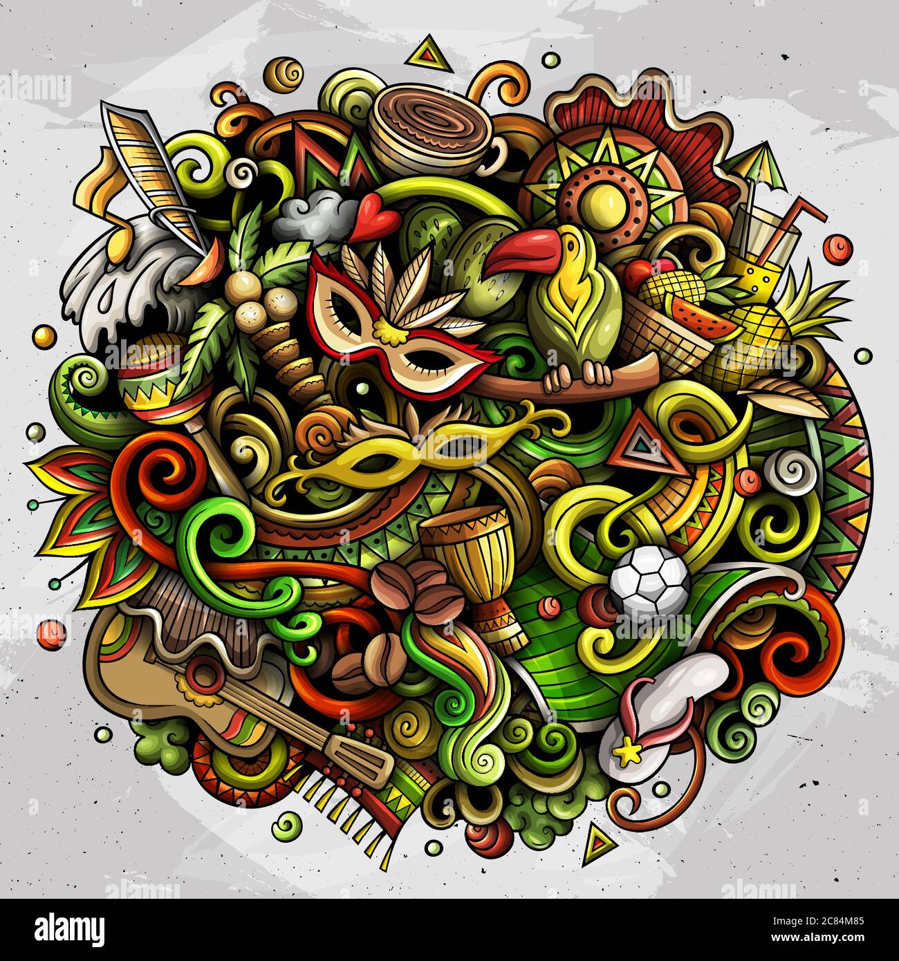 Brazil hand drawn cartoon doodles illustration. Funny design Stock ...