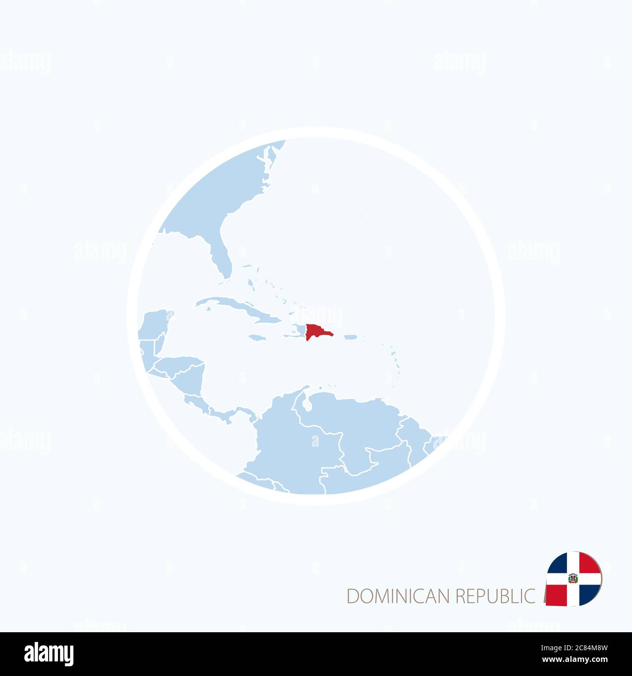 Map icon of Dominican Republic. Blue map of Caribbean with highlighted ...