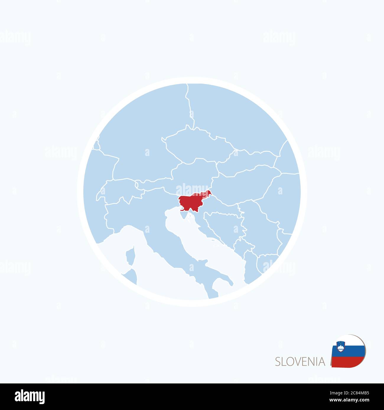 Map icon of Slovenia. Blue map of Europe with highlighted Slovenia in ...