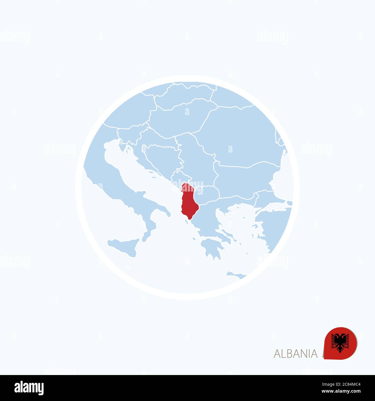 albania on a map in europe