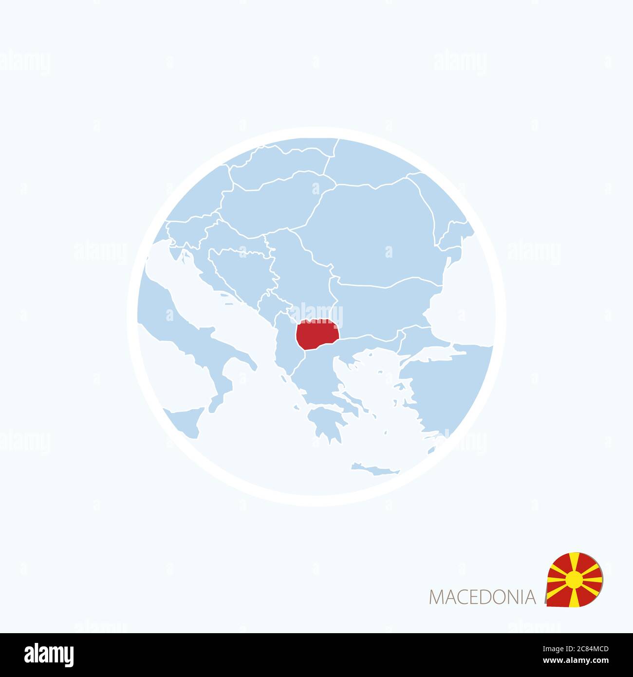 Map icon of Macedonia. Blue map of Europe with highlighted Macedonia in ...