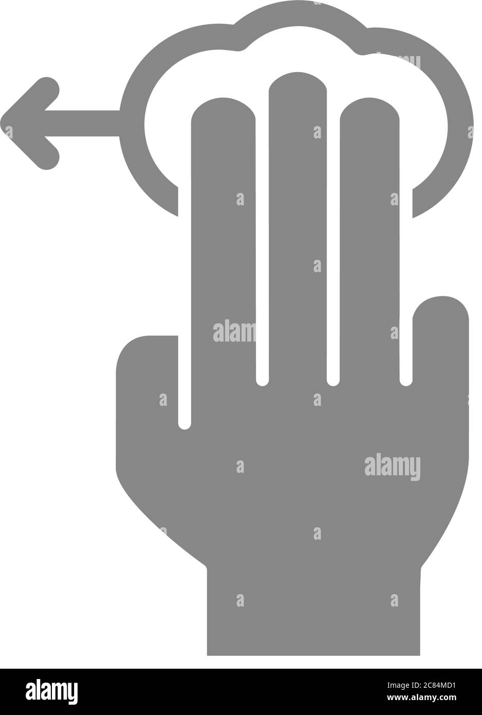 Tap with three fingers and swipe left grey icon. Multi touch screen ...