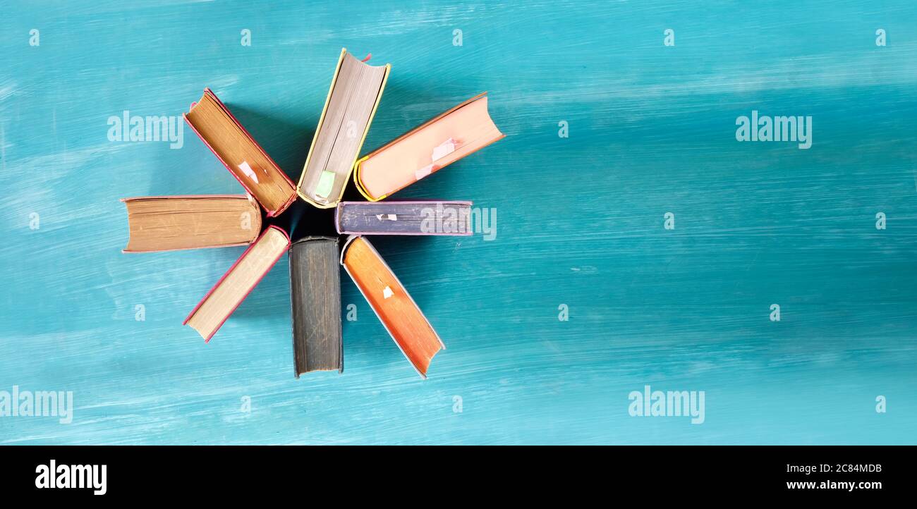 flat lay of vintage books, reading; learning; education; literature ...